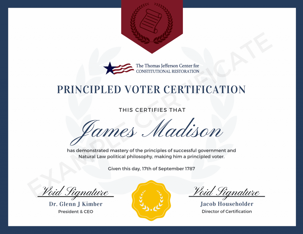 Principled Voter Certification Application - Thomas Jefferson Center